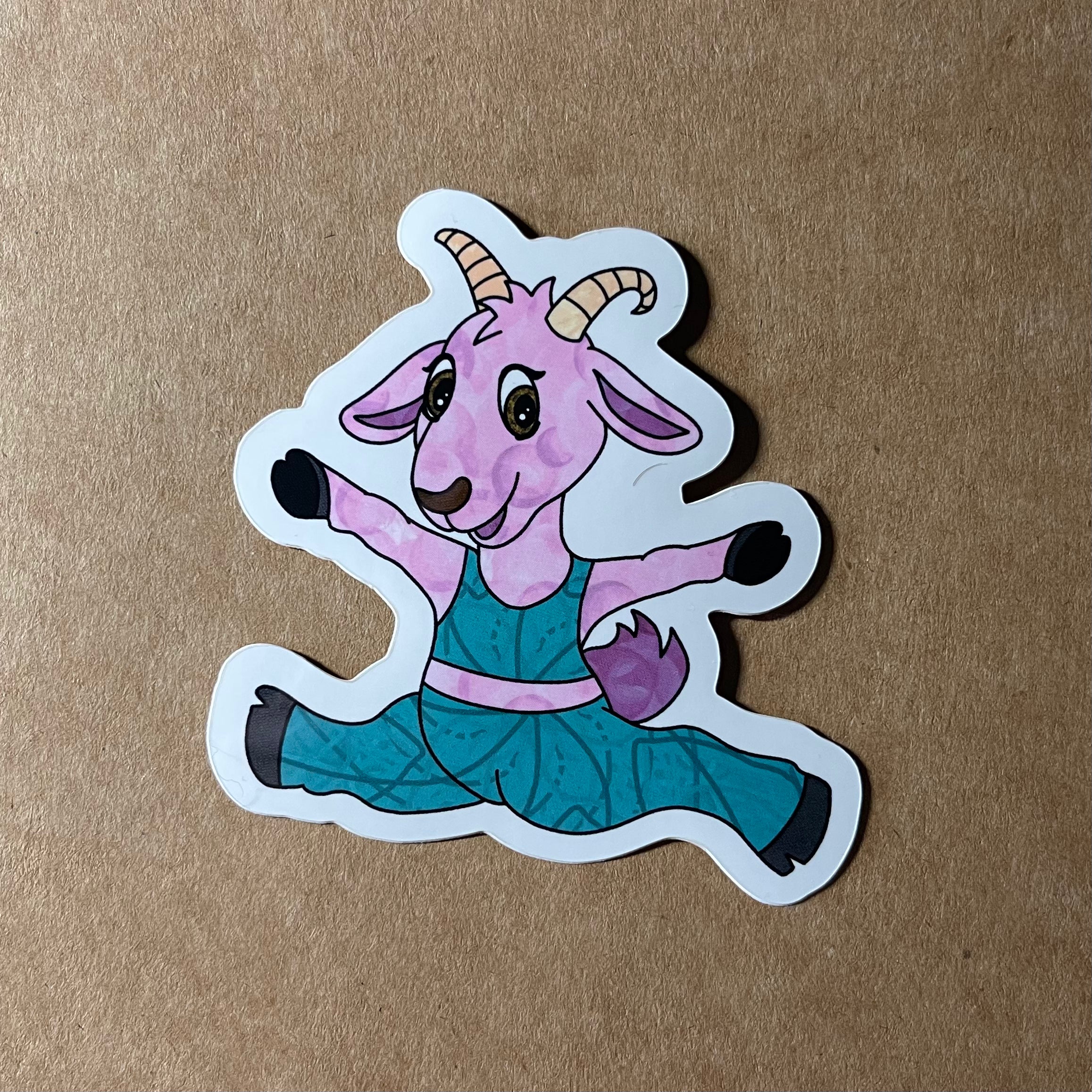 Goat Doing Yoga Sticker | Harrison's Autism Art – Harrizona Dream